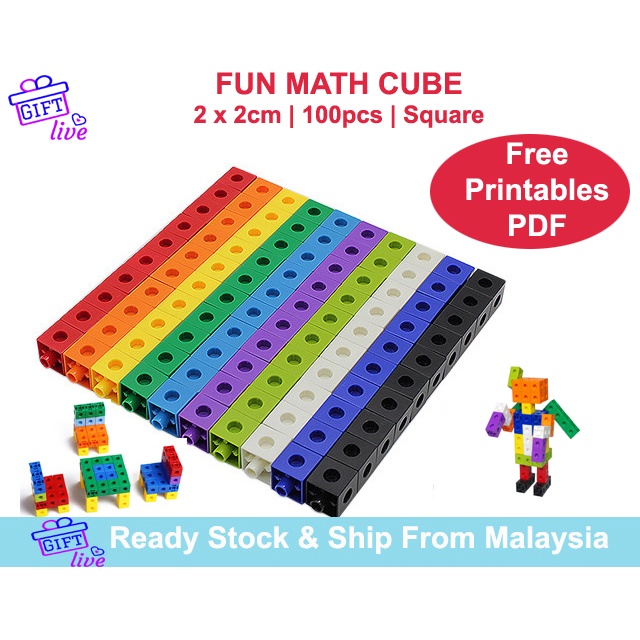 100PCS Counting Math Cube Baby Educational Toy Mathlink Cube Graphic ...