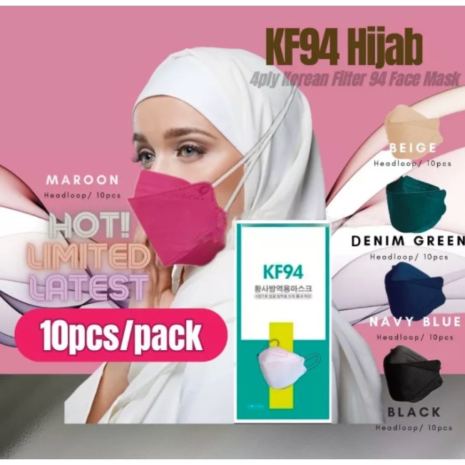 KF94 Mask Headloop Mask HIJAB Mask KF94 Headloop Face Mask Head Loop ...