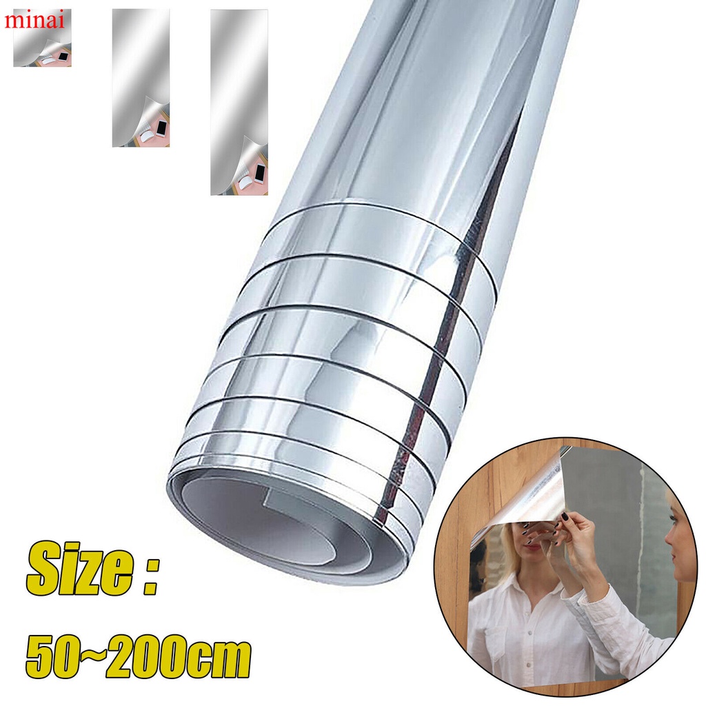 50*200cm Removable Mirror Wall Sticker Self Adhesive Mirror Sheets DIY ...