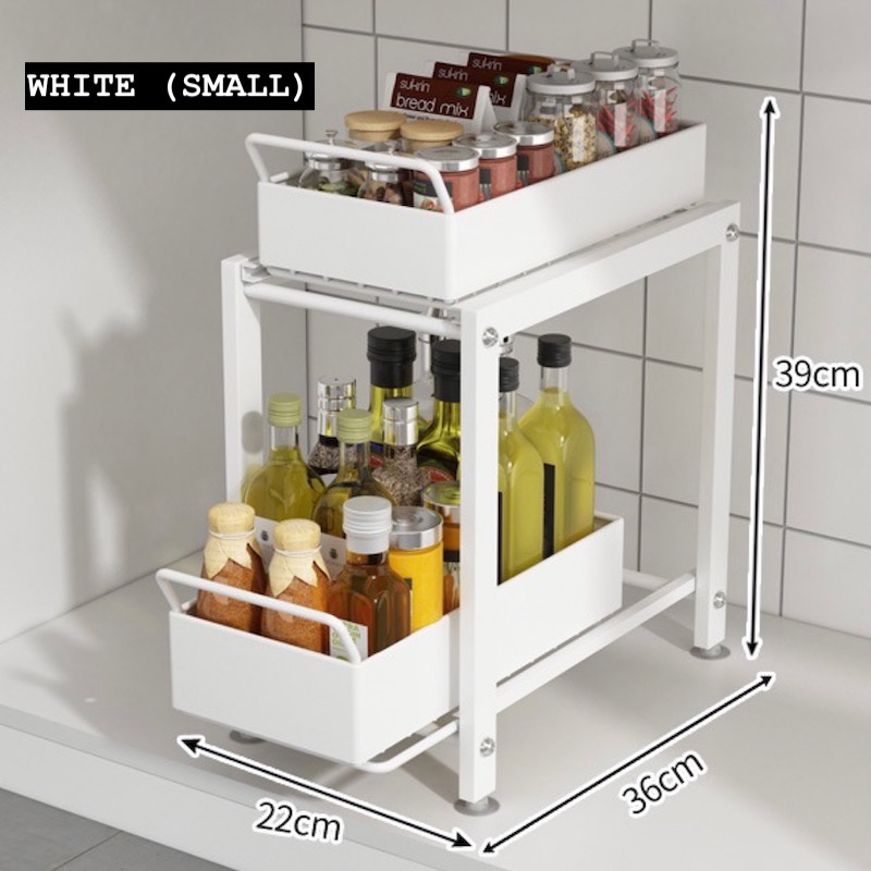 FOURTHROOM | Two Tier Kitchen Drawer Rack under Sink Storage with ...