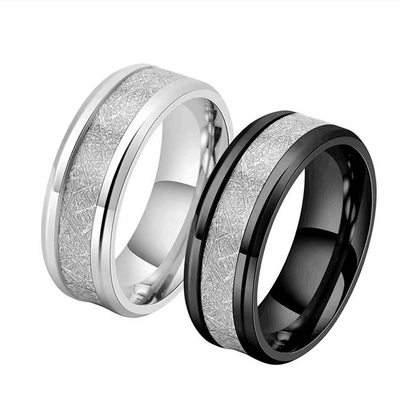 Brand new fashion titanium steel 8mm silk grain ring,retro style men ...