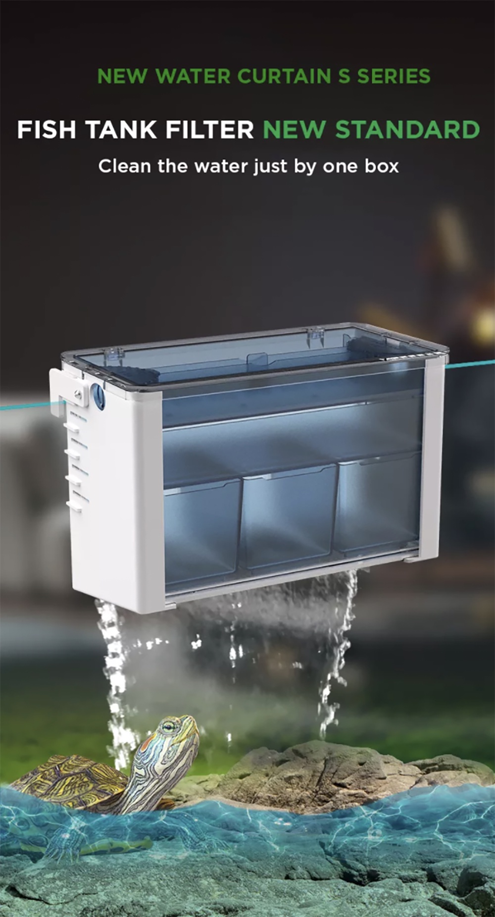 YEE Fish Tank Filter Box Three-In-One With Multi-Layer Filtering ...