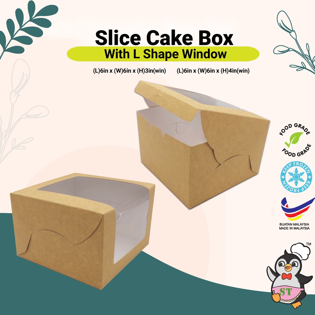 Penguin Box Cake Box - Slice Cake Box With Window (10pcs /Order ...