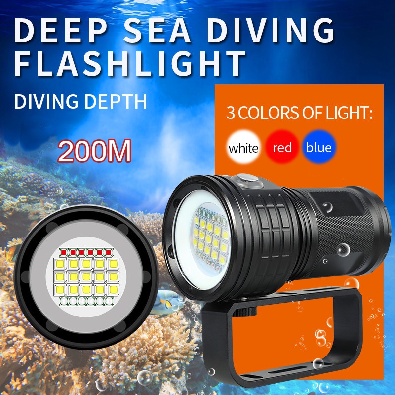 500W Deep Waterproof Scuba Diving Flashlight LED XHP90 Photography ...