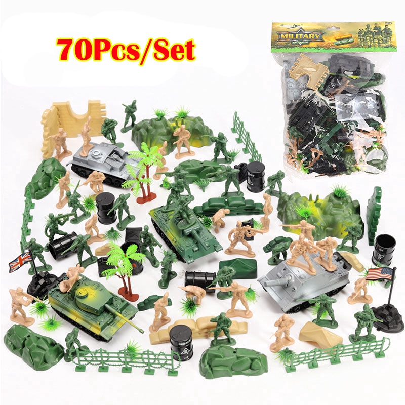 70Pcs/Lot Military Plastic Soldier Model Toy Army Men Accessories Kit ...