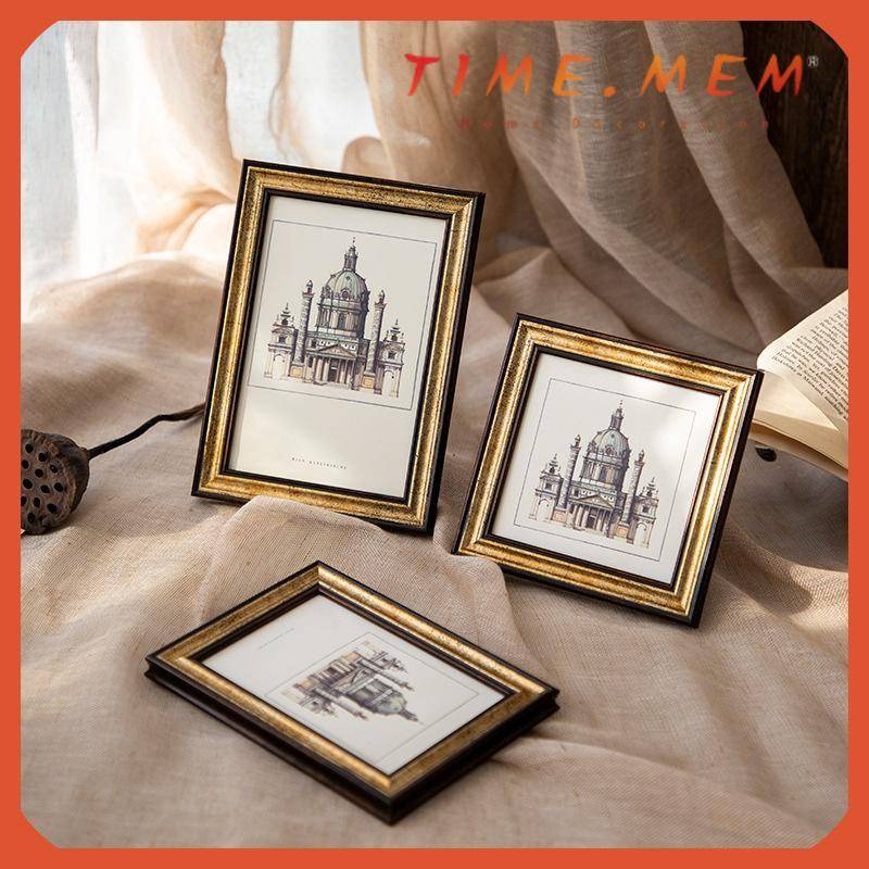 TIME.MEM_Photo Frame/American/Retro/White/Champagne Gold/Decorative ...