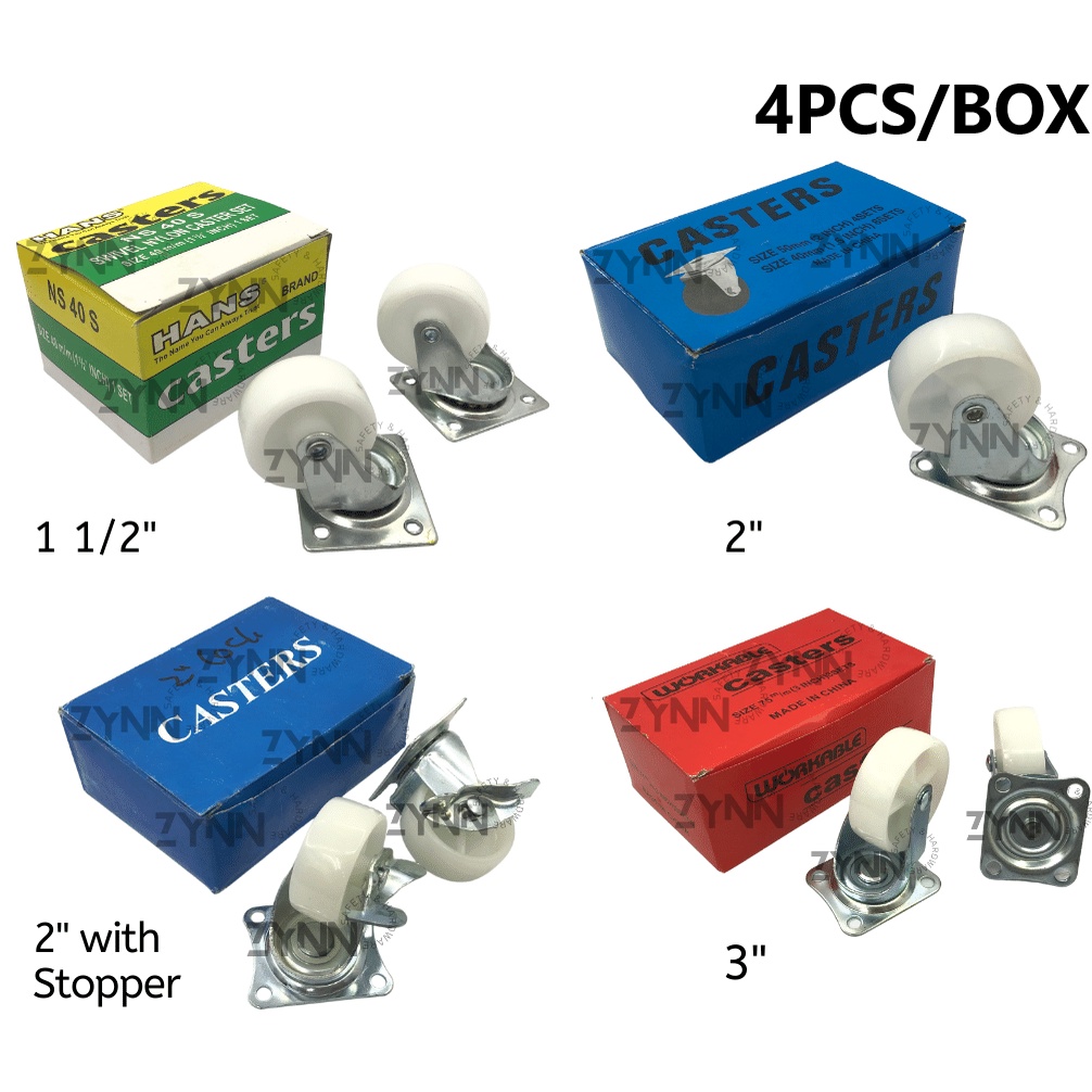 [SG STOCK] NYLON CASTER WHEEL 4PCS Swivel/ With Stopper 360 Degree ...