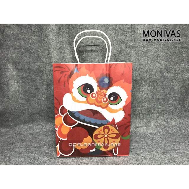 Lion Dance Paper Bags CNY / Mid-Autumn Gift Packaging Carrier | Shopee ...