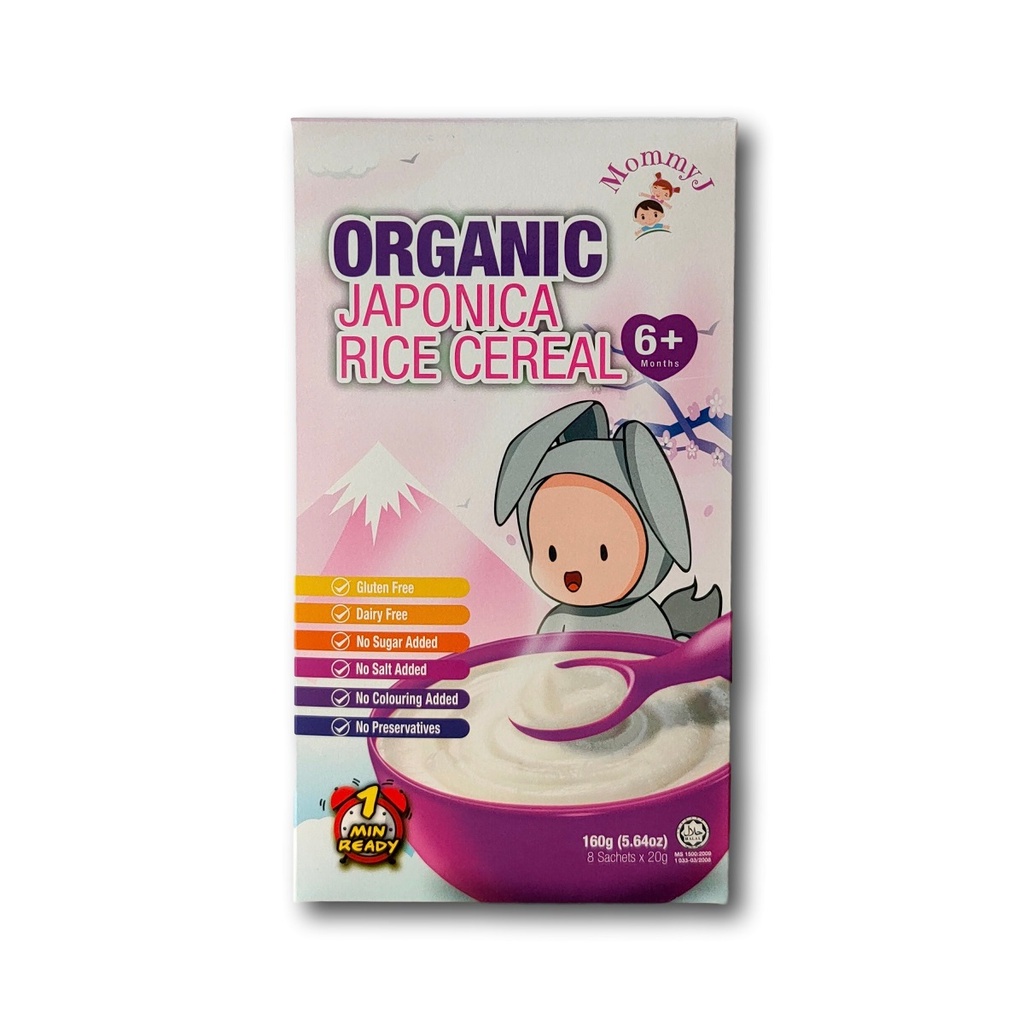 [MommyJ] Organic Japonica/3 Grains Rice Cereal - Puree, Organic, Baby's First Food (8 Sachets x ...