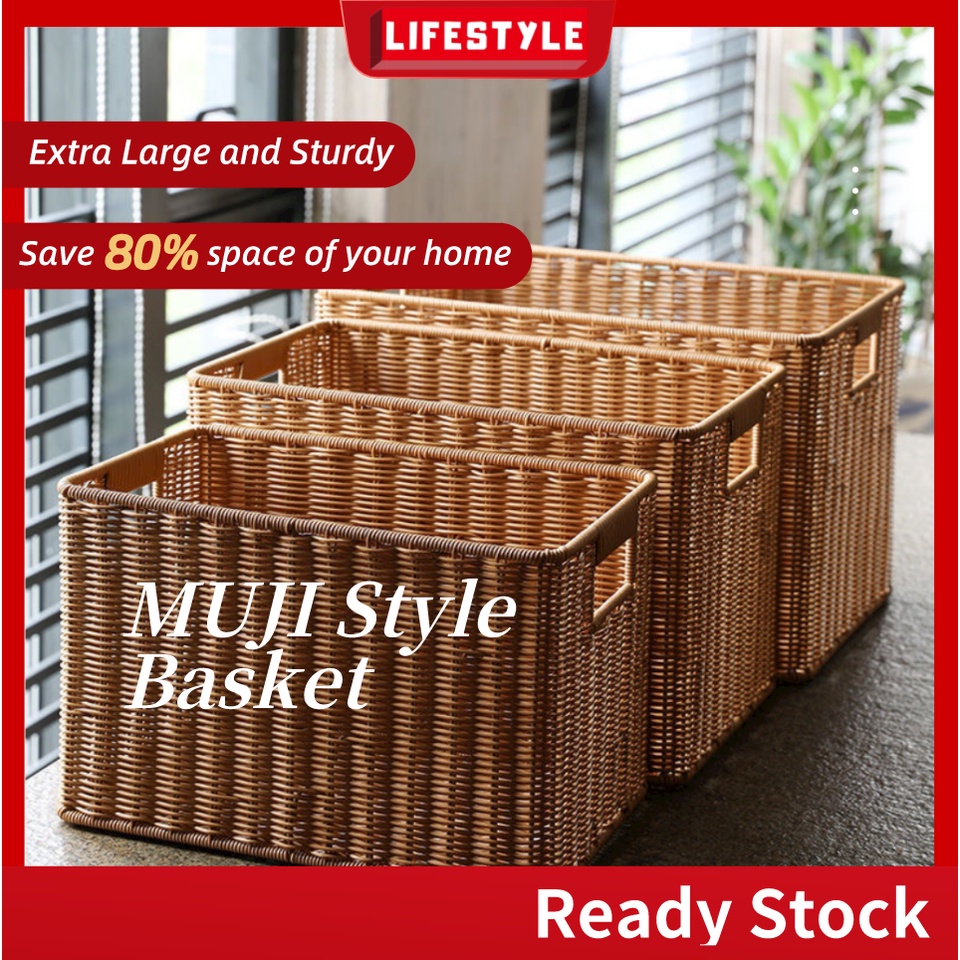 LIFESTYLE Large Size Hand-Woven Rattan Basket/Storage Box/Laundry ...