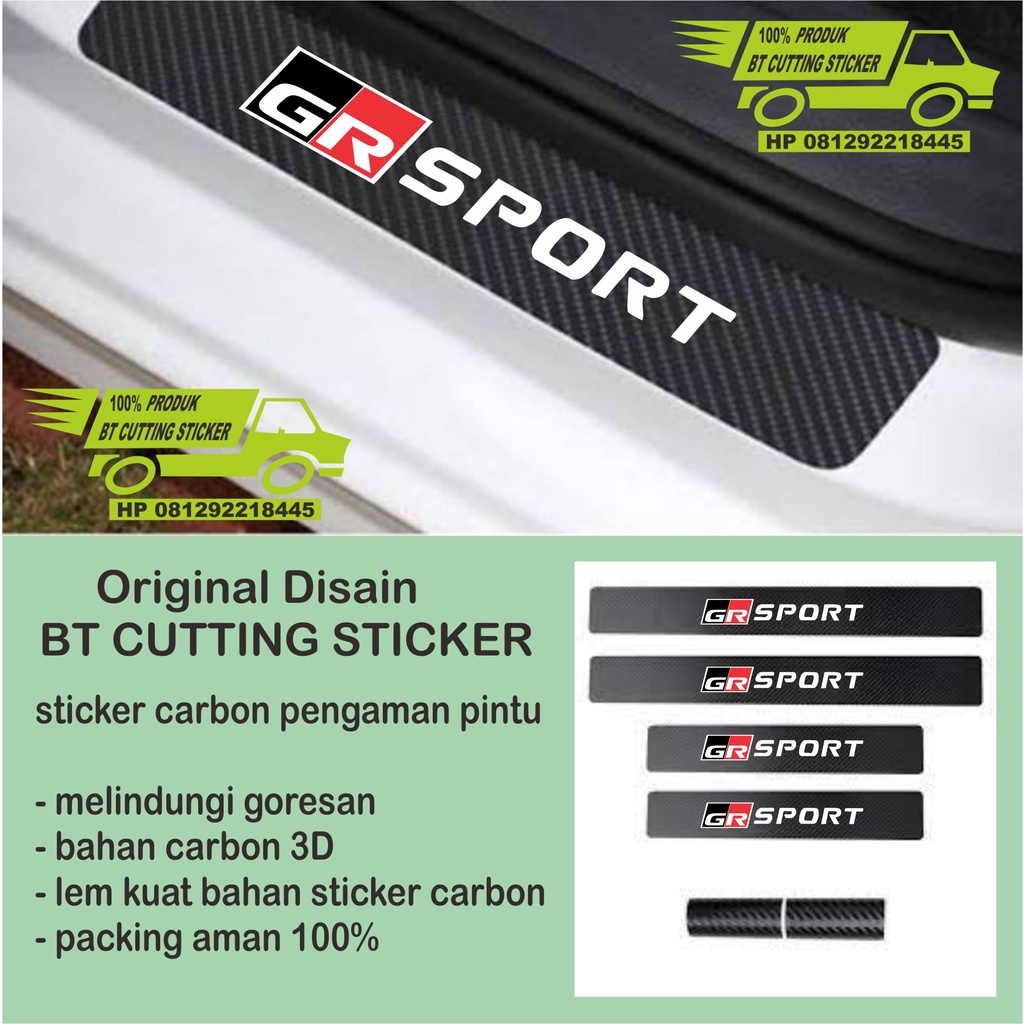 4 pecs 3D carbon sticker toyota GAZOO sticker carbon safety car door ...