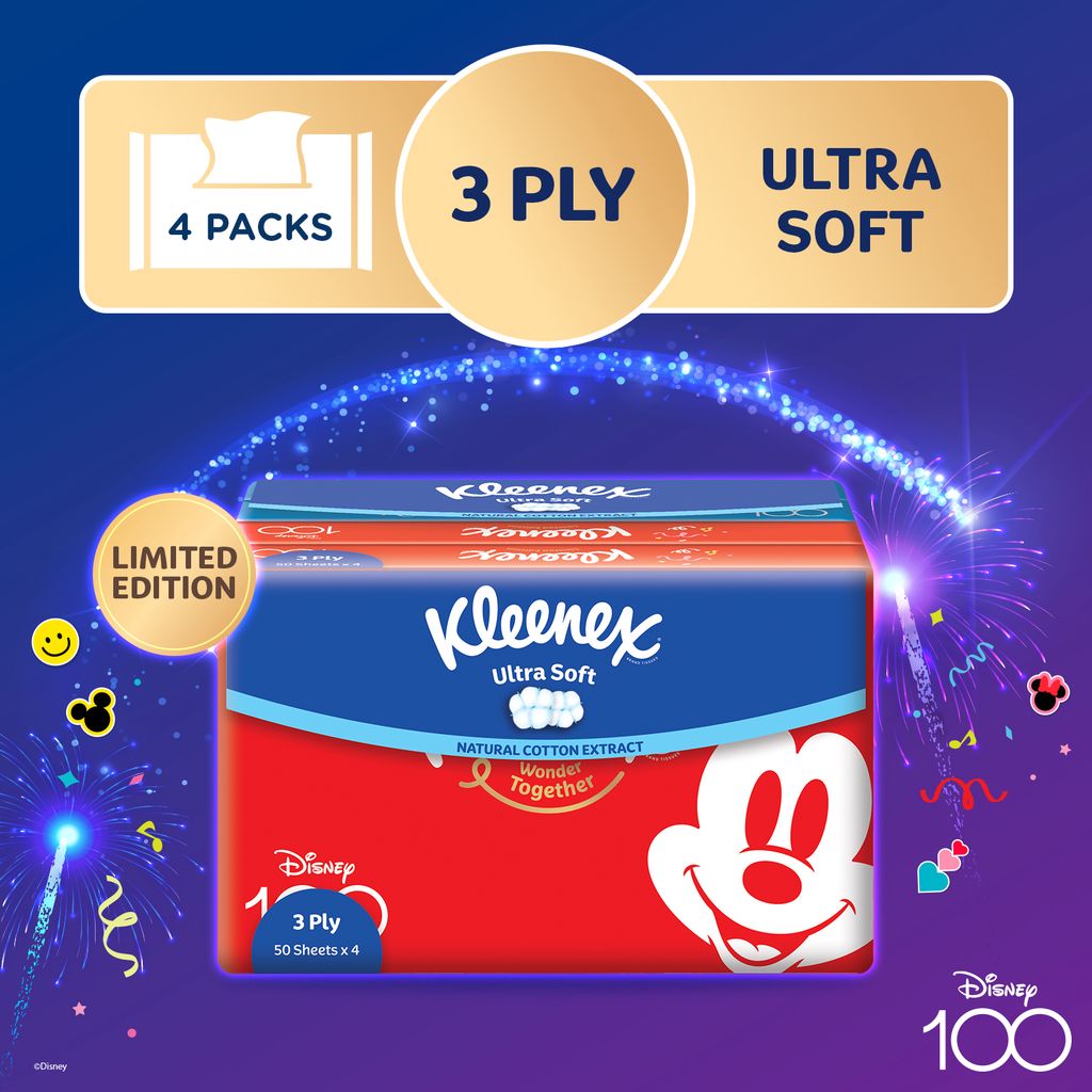 [1 Carton] Kleenex Limited Edition Disney 100 Soft Pack Facial Tissue ...