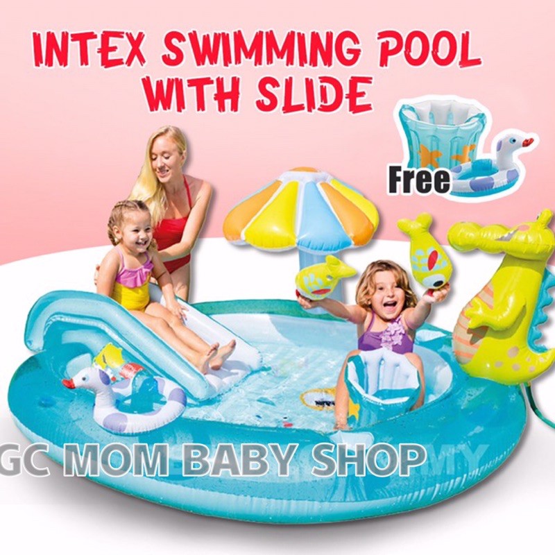 INTEX SWIMMING POOL WITH SLIDE Waterplay Family Play Pool Water Splash ...