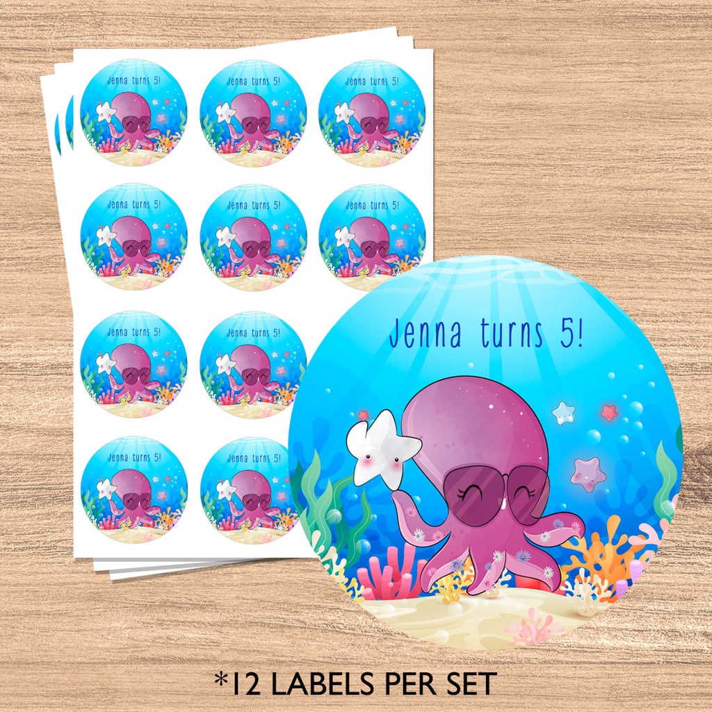 Birthday Sticker Labels Party Favor Labels Goodie Bag Labels Sea ...