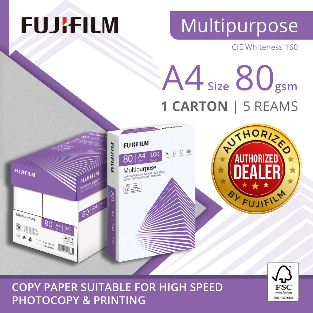 Fujifilm Multipurpose A4 80 gsm (5 Reams / 1 Carton) | Shopee Singapore