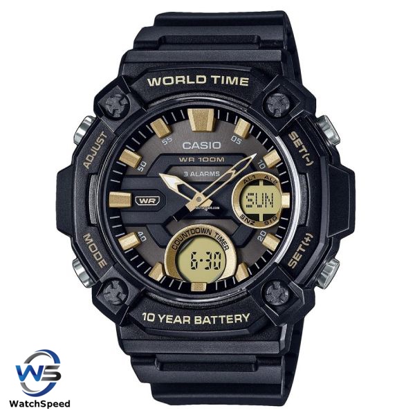 Casio Youth Analog Digital Resin Black Dial Quartz AEQ-120W-9AV AEQ120W-9 100M Men's Watch ...