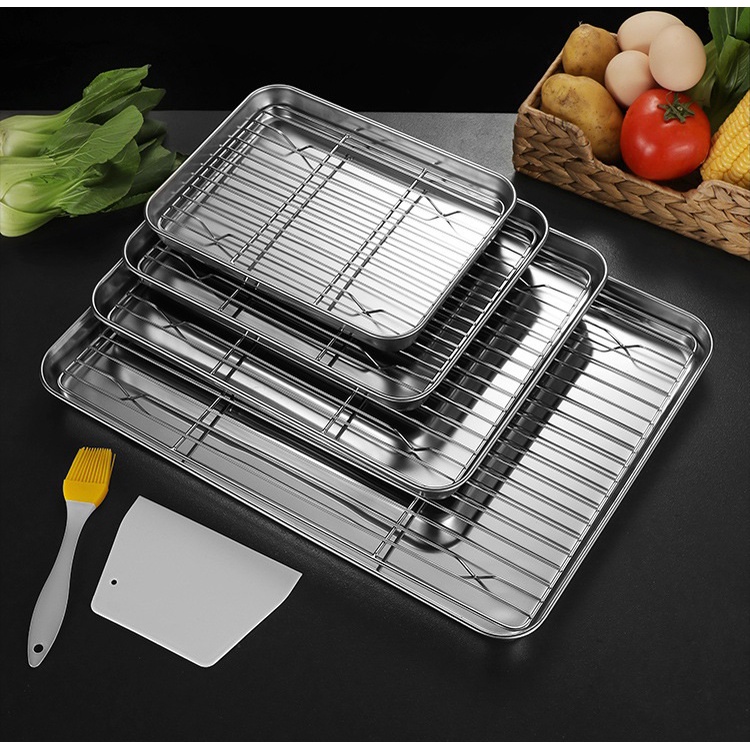 Premium Stainless Steel Oven Baking Tray Removable Cooling Rack Set ...