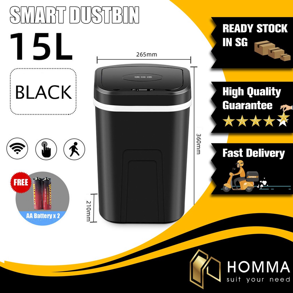 HOMMA 10L/15L Home Office Dustbin Automatic Sensor Trash Can Inductive ...