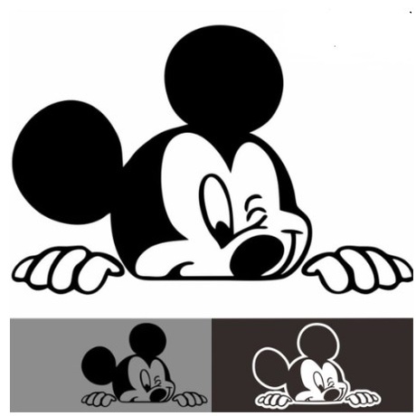 Mickey mouse peeking car cutting sticker / peeping glass sticker cool ...