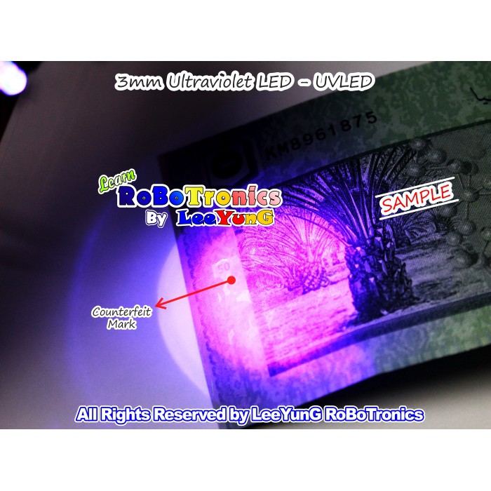 Ultraviolet UV LED 3mm Diode Super Bright Arduino Detect Counterfeit ...