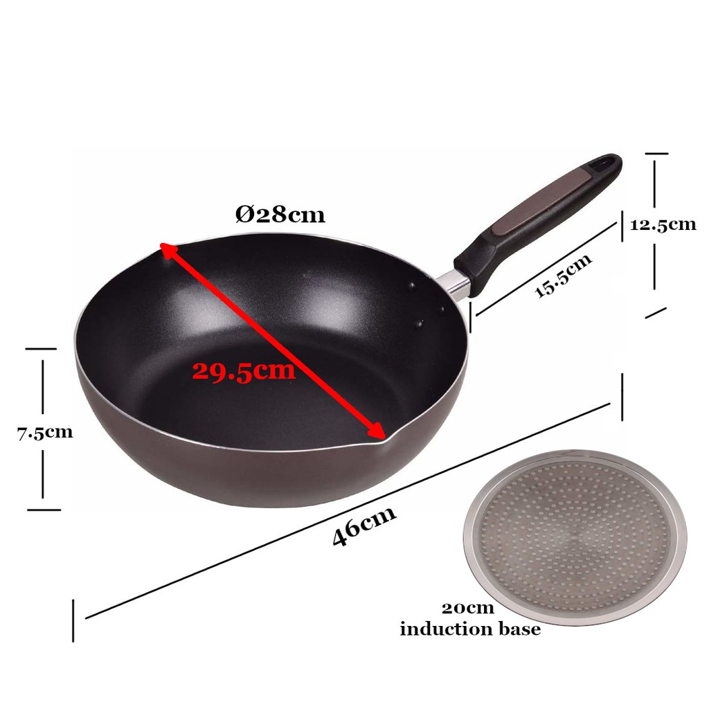 Pearl Life 28cm Non Stick Wok Pan with Handle / Induction Compatible ...