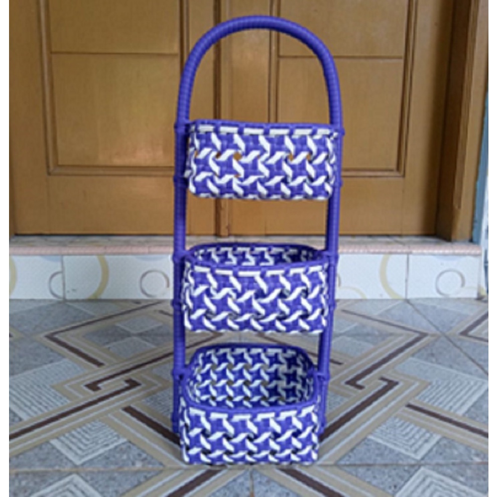 NEWEST 3 tier shelves Rattan shelves Unique baskets 3 tier multi ...