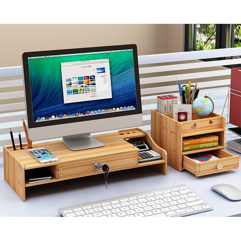 [SG Local] Monitor stand riser with drawer for desktop organizer ...