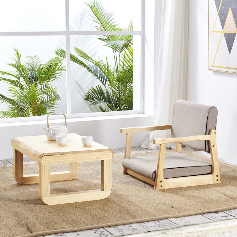 Tatami Chair Armchair Japanese Style Legless Stool Solid Wood and Room ...