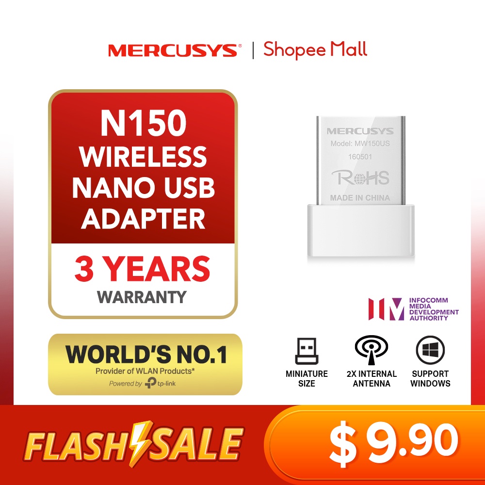 Mercusys MW150US 150Mbps Nano Mini USB Wireless Wifi Adapter For Laptop ...