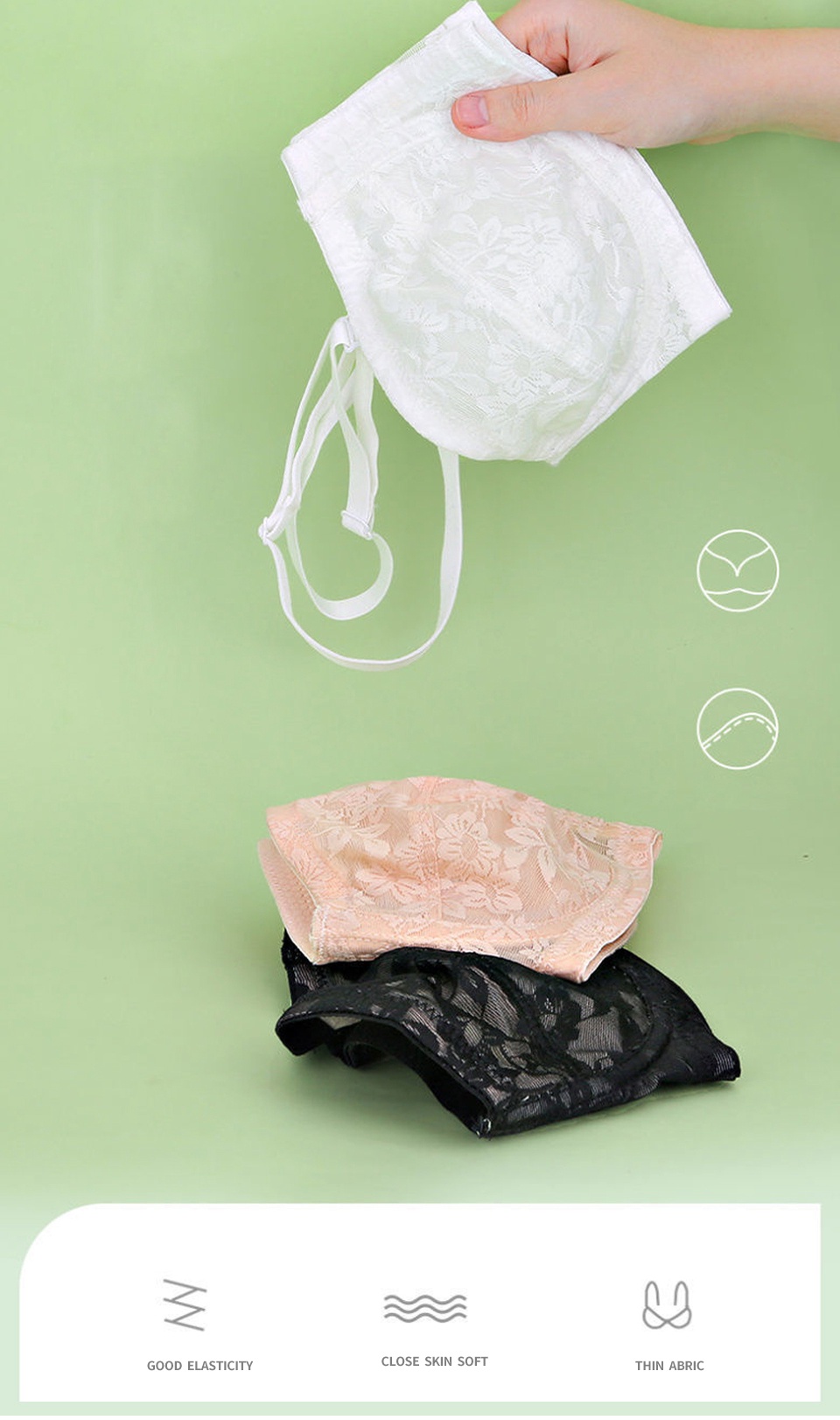 FallSweet Plus Size Lace Strapless Bra Push Up Invisible Bralette ...