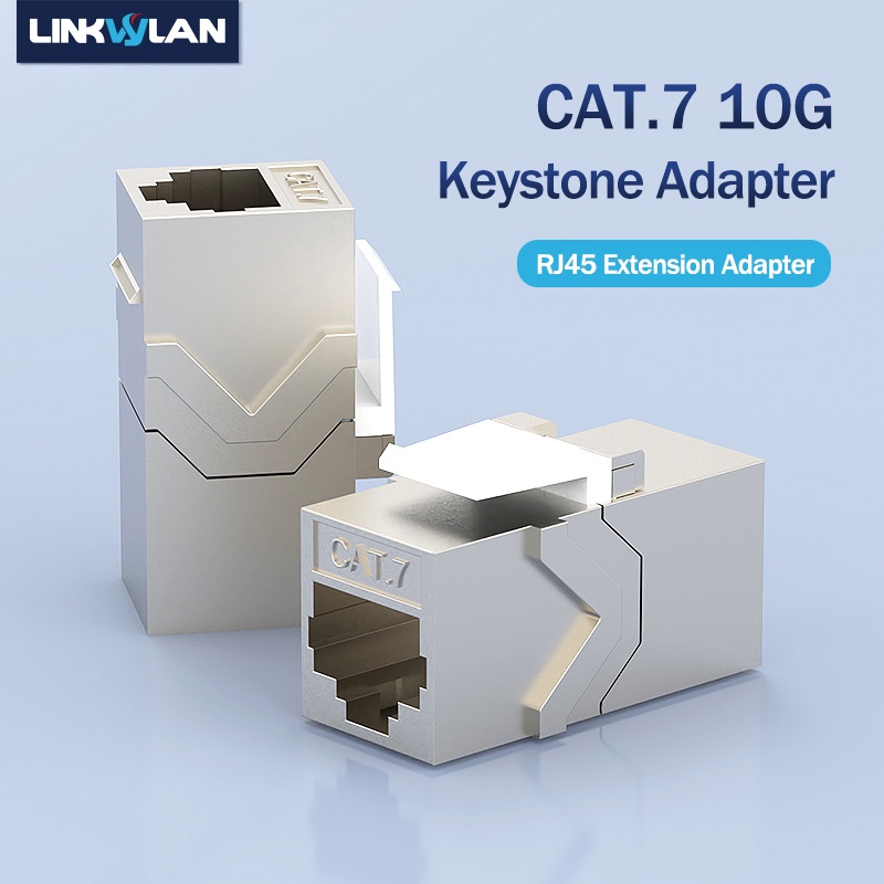 Linkwylan 10GBit Cat7 C6A RJ45 Inline Coupler Zinc-Alloy Full Shielded Female Keystone Adapter ...