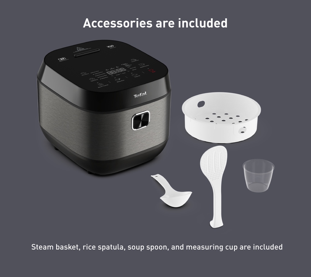 Tefal Delirice Plus Fuzzy Logic Spherical Pot Rice Cooker 1.8L RK776B – 14 Programmes, AI, 12H ...