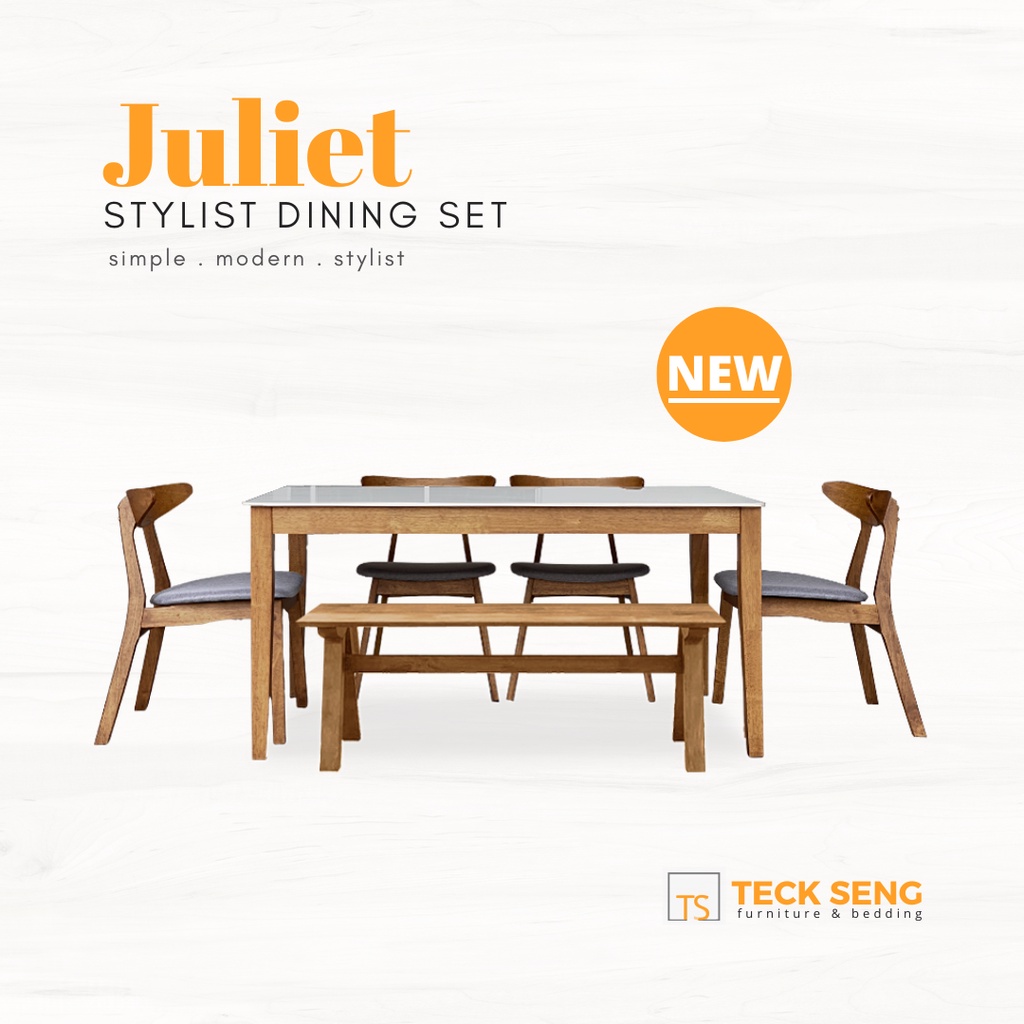 [TECK SENG] JULIET Scandinavian Solid Sintered Stone + Rubber Wood 6 ...