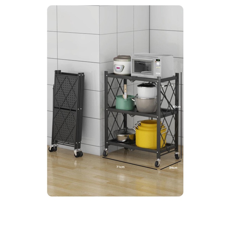 [SG STOCK] foldable kitchen storage rack 3 / 4 / 5 foldable storage ...