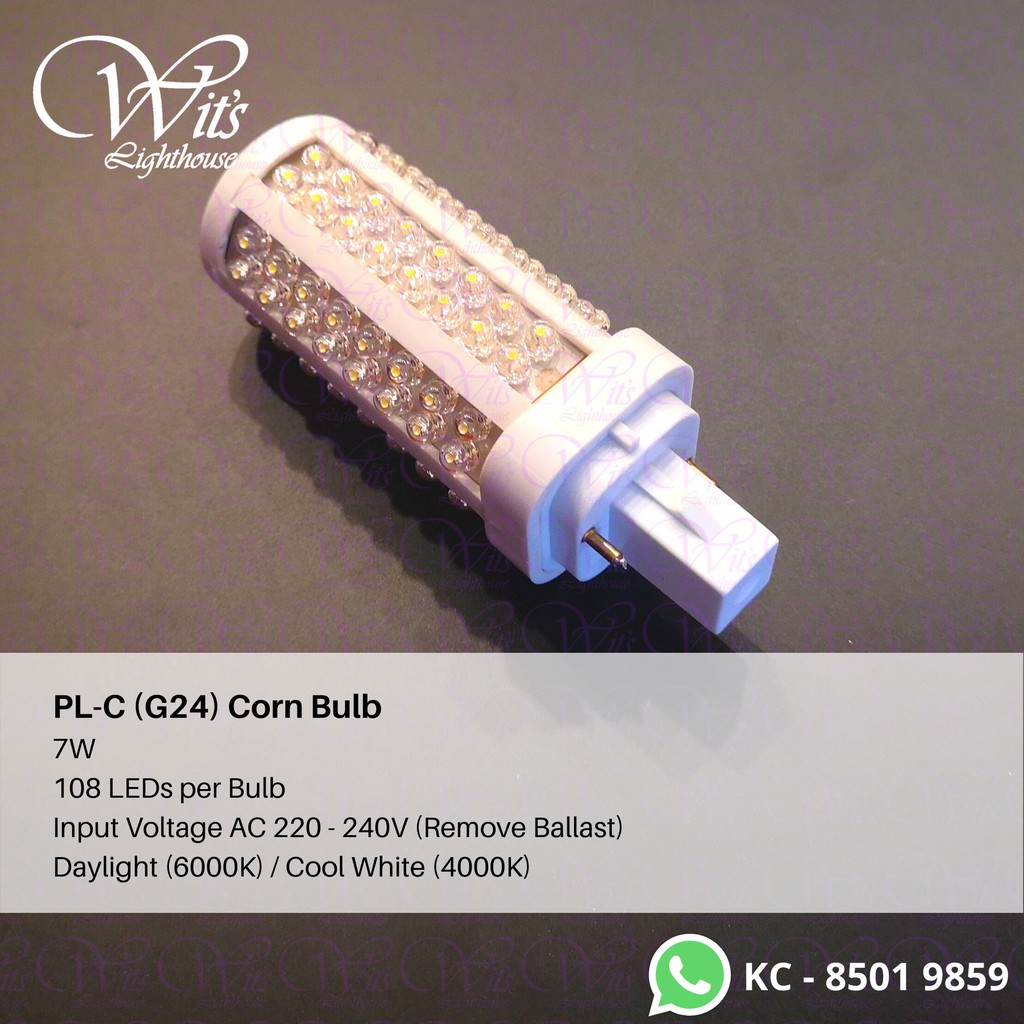LED Light Bulb PLC G24 G24D 2 Pin 7W, Corn Bulb, 108 LED per Bulb, AC ...
