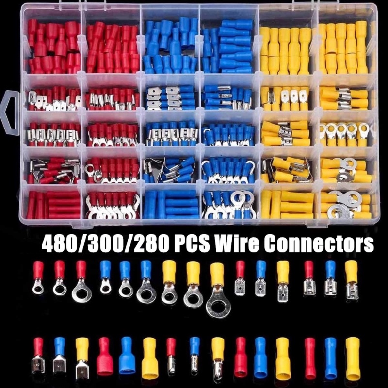 Insulated Cable Connector Electrical Wire Crimp Spade Butt Ring Fork ...