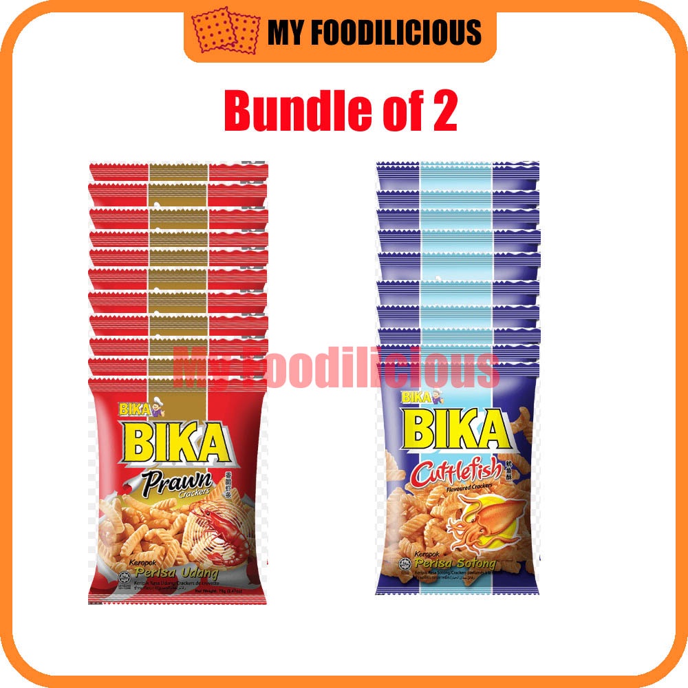 Bika Prawn Crackers/Bika Cuttlefish Flavoured Crackers 14g/12g/30pkt ...