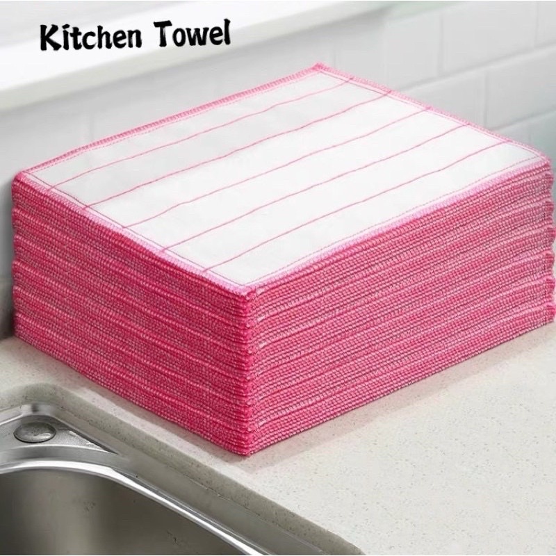 10 Pcs Kitchen Towel Cotton Yarn Absorbent Dishcloth Kitchen Cleaning ...
