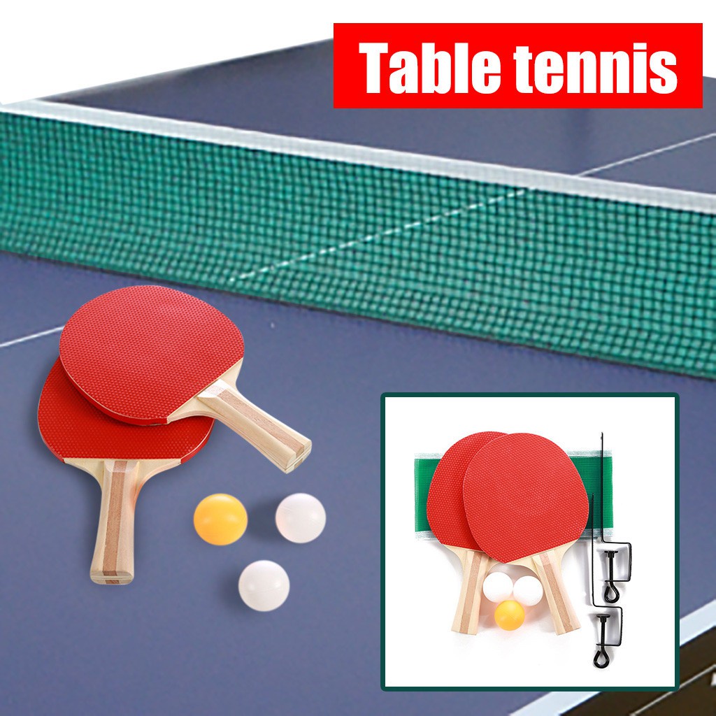 Wooden table tennis racket ping pong with 2 bat and 3 balls set ...