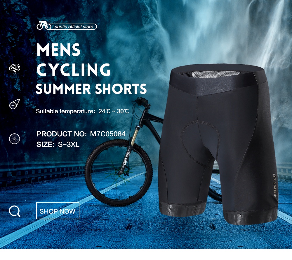 Santic Men Cycling Shorts Spring Summer Breathable Quick Dry MTB Road Bike Shorts Anti-slip Anti ...