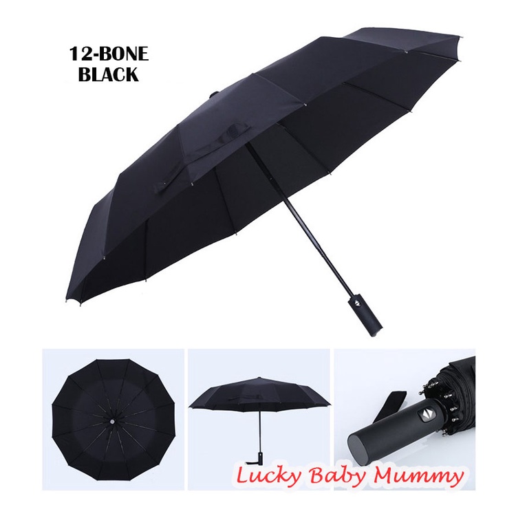 12 Ribs Automatic Umbrella Super Windproof Large Umbrella Auto Open ...