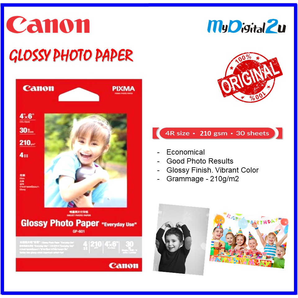 Canon 4R Glossy Photo Paper 30 sheets - GP-501 & GP-601 | Shopee Singapore