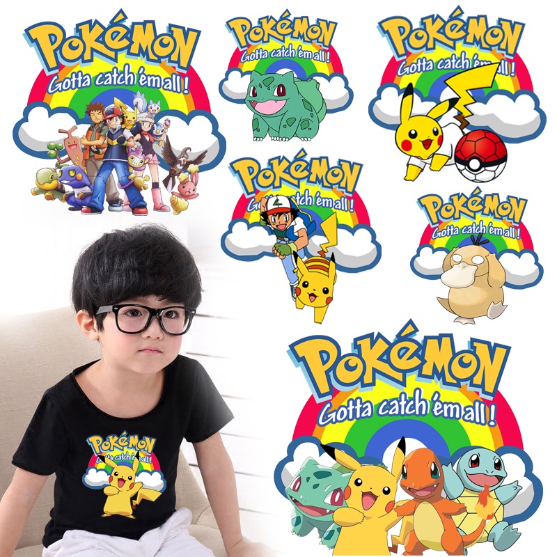 20CM Pokemon Pikachu Patches Iron on for Clothing Heat Transfer ...