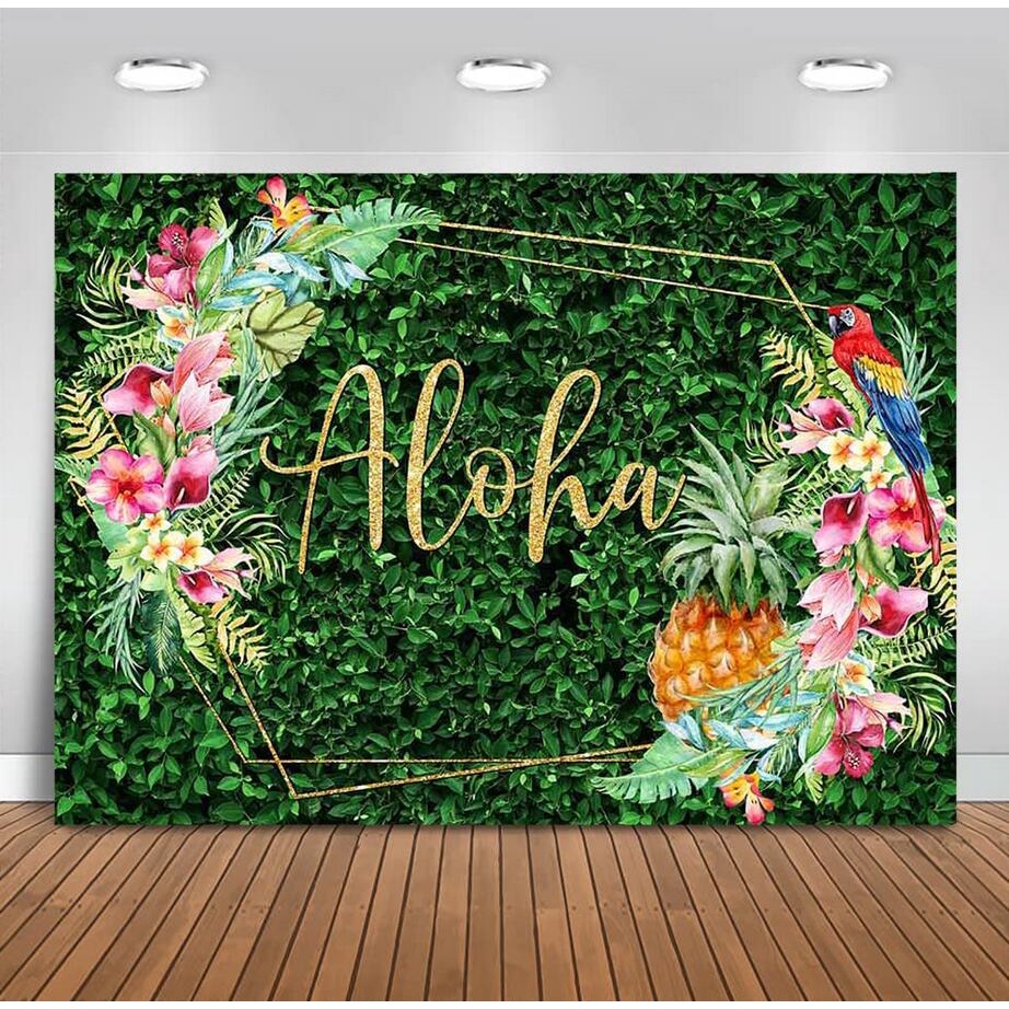 5x3ft Aloha Birthday Backdrop Tropical Luau Baby Shower Party ...