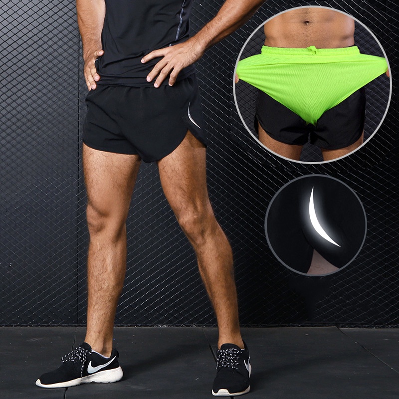 Queshark Professional Men Quick Dry Breathable Reflective Night Running