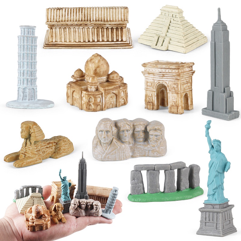 world famous building Statue of Liberty Sphinx Taj Mahal Triumphal Arch ...