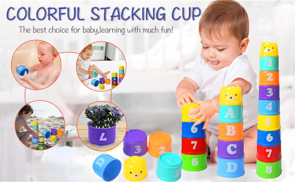 Stacking Cups Toys, Baby Toys 6 to 12 Months, Fun Sensory & Sorting ...