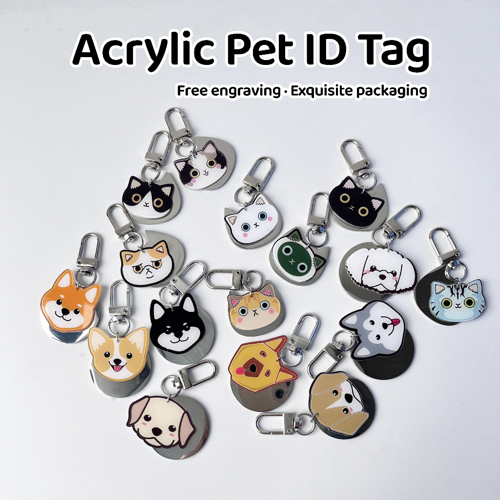 Pet Acrylic Name Tag Dog 3cm Round Tag Cat 3cm Cat Nameplate Pet ID Pet ...