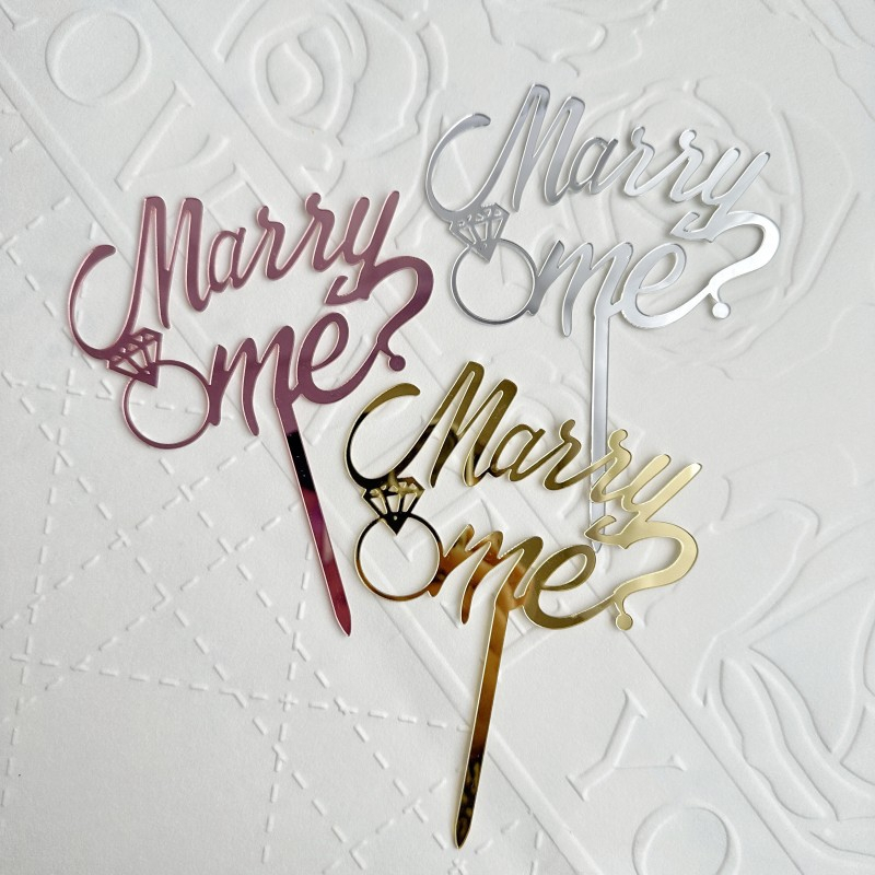 Acrylic Cake Topper Wedding Proposal Marry Me Cake Topper Engagement ...