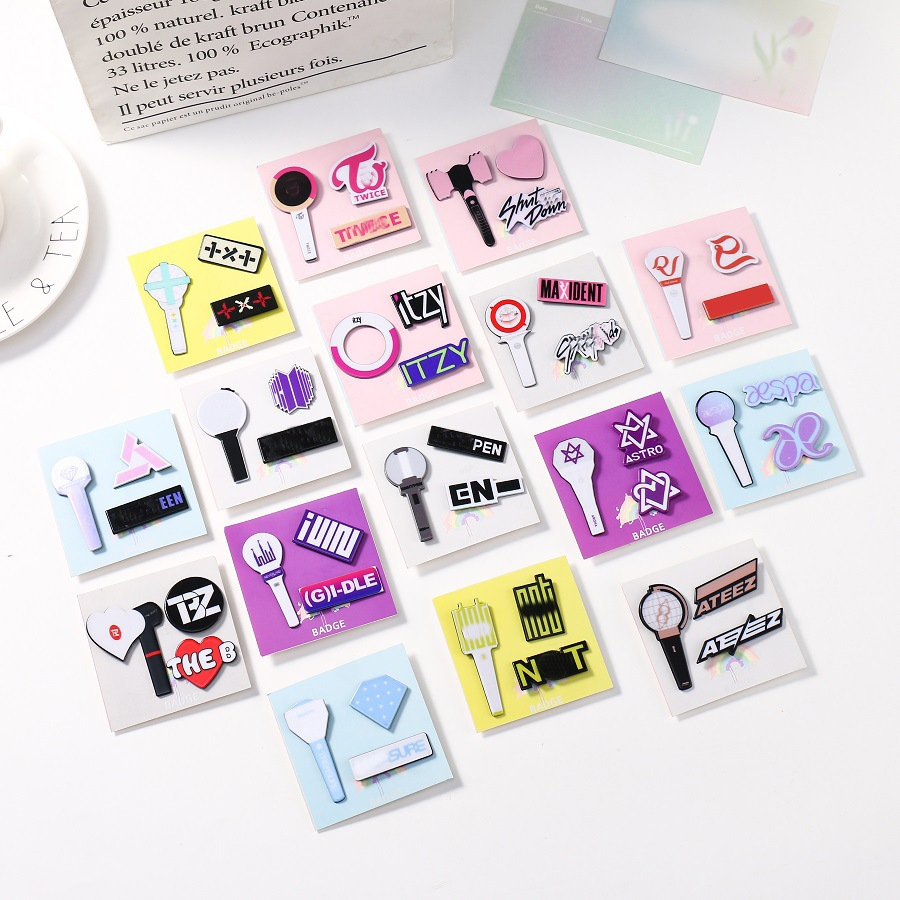 Kpop BTS Bangtan Boys Stray Kids Enhypen TXT Ateez Astro PVC Brooch Set ...